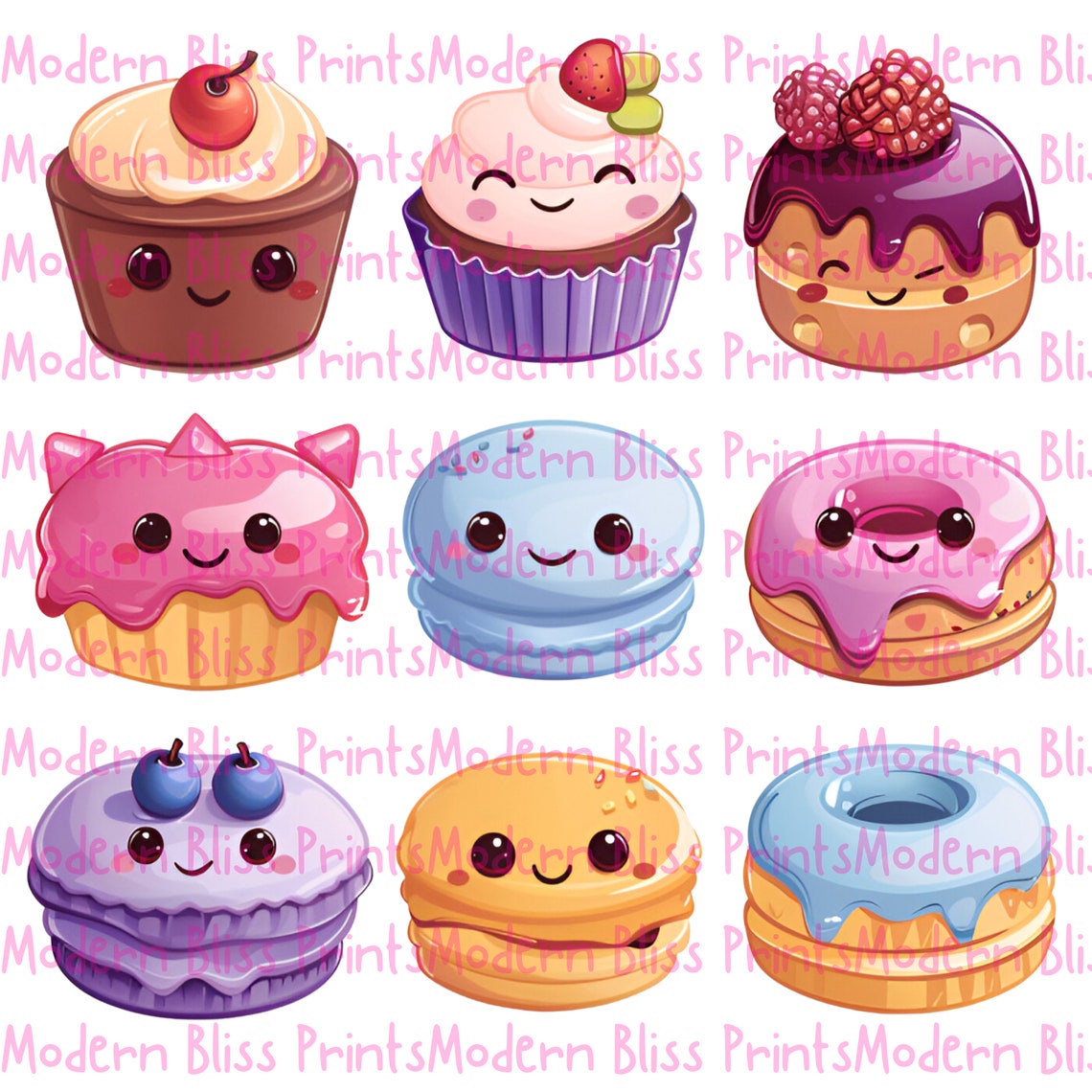 Cute Kawaii Dessert Clipart Bundle | 67 High-quality PNG Files | Kawaii ...