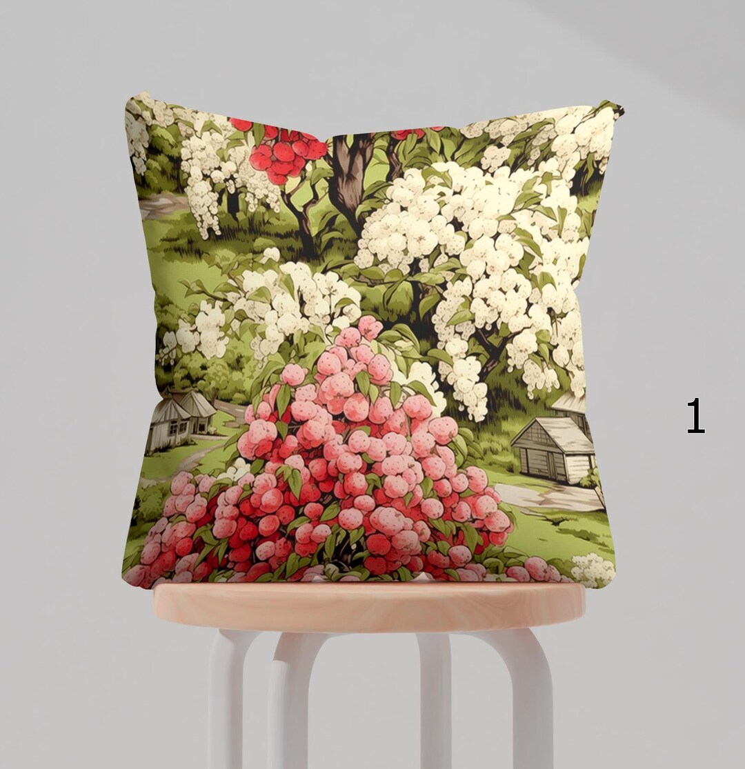 Sakura Tree Cushion Covers, Farmhouse Spring Blossom Cushion Covers ...