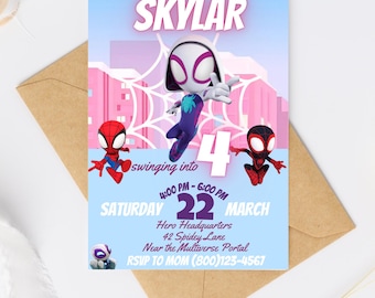 Ghost Spider Birthday Invitation Template - Digital Download - Etsy