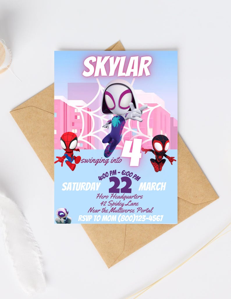 Editable Ghost Spider Birthday Invitation Template - Etsy