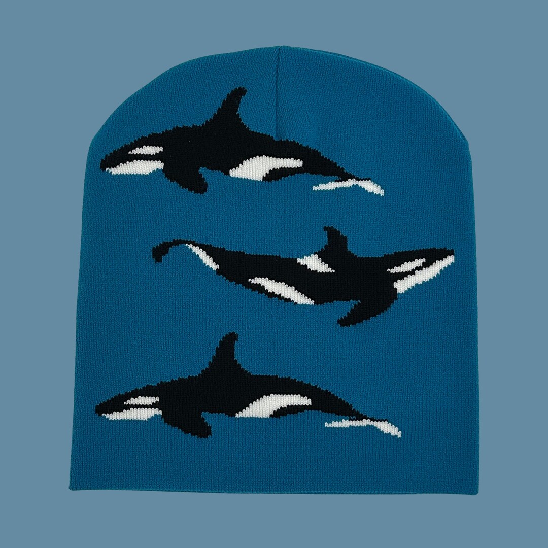 Orca Killer Whales Knit Beanie Hat - Made in the USA - Etsy