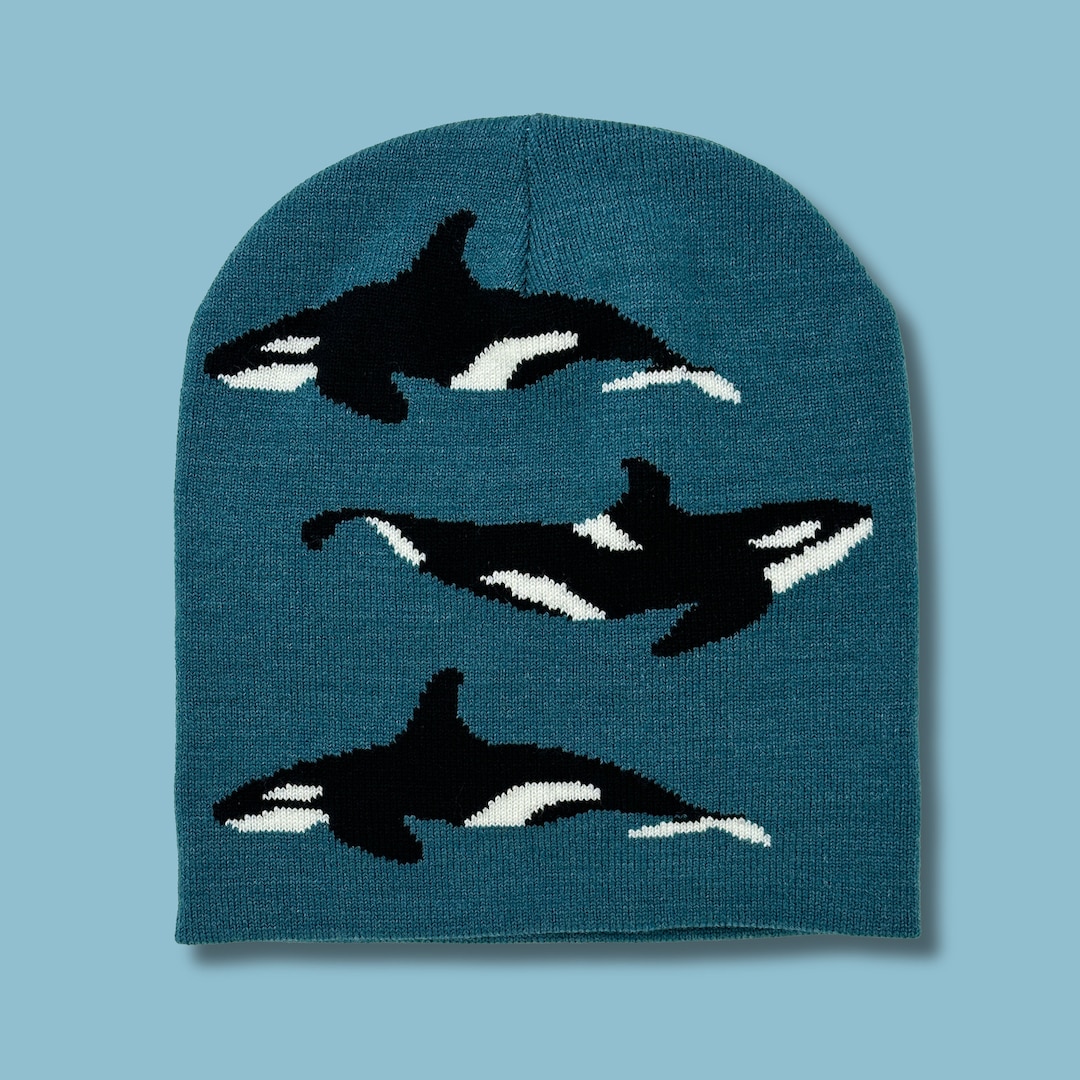 Orca Killer Whales Knit Beanie Hat Made in the USA - Etsy