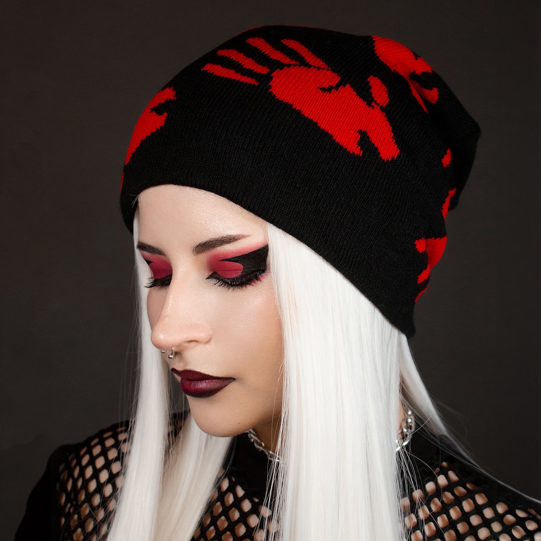 True Crime Handprints Crime Scene Gothic Knit Beanie Hat - Etsy