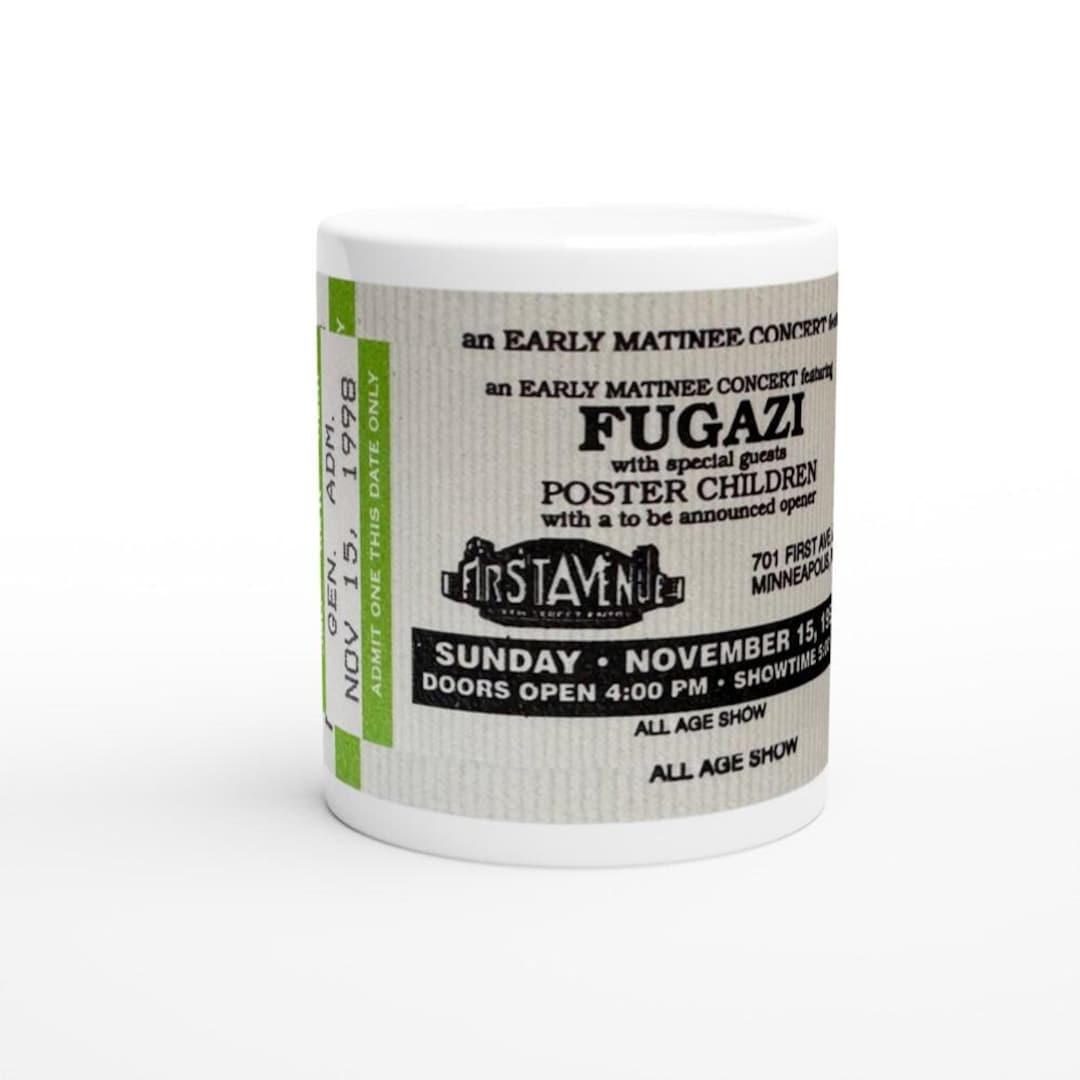 Fugazi Concert Ticket Stub Mug - Unique 1998 Minneapolis First Avenue ...