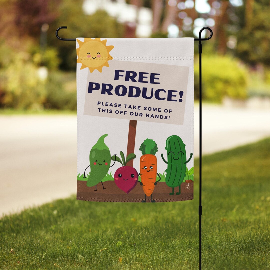 Free Produce Garden Yard Sign Flag | Outdoor Garden Decor | Front Yard ...