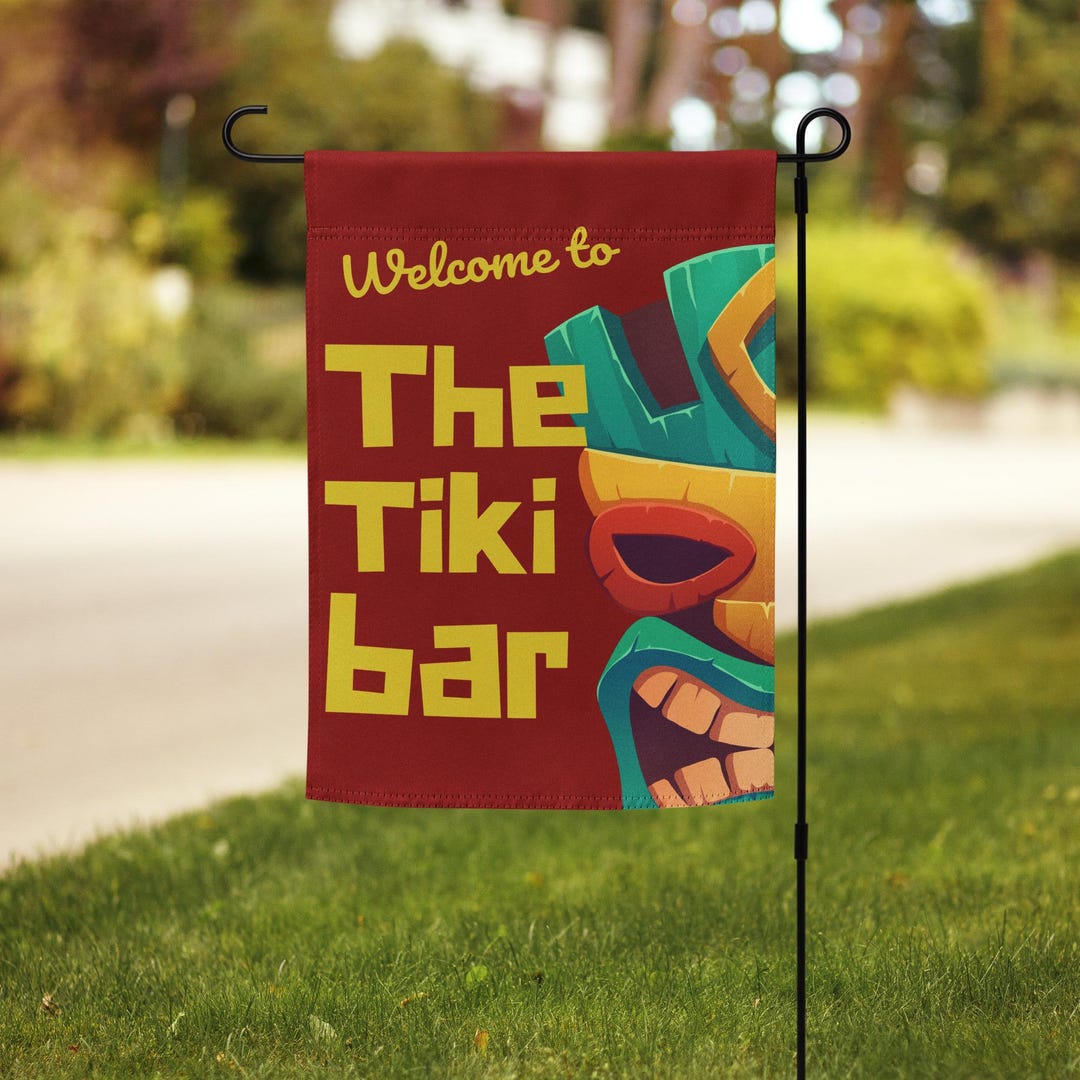 Tiki Bar Yard Sign & Garden Flag - Tropical Outdoor Decor for Parties ...