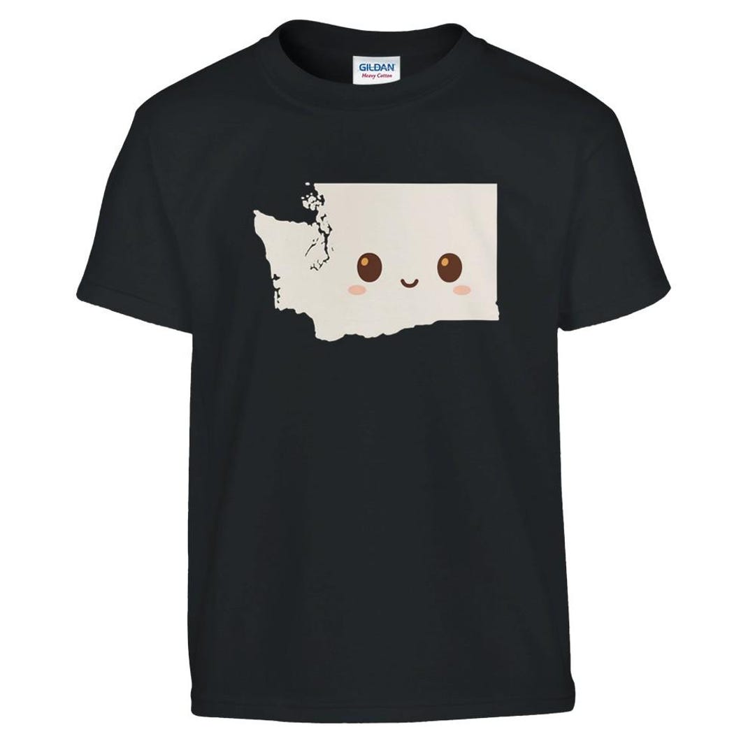 Washington State Smiley Face Map Classic Kids Crewneck T-shirt - Etsy