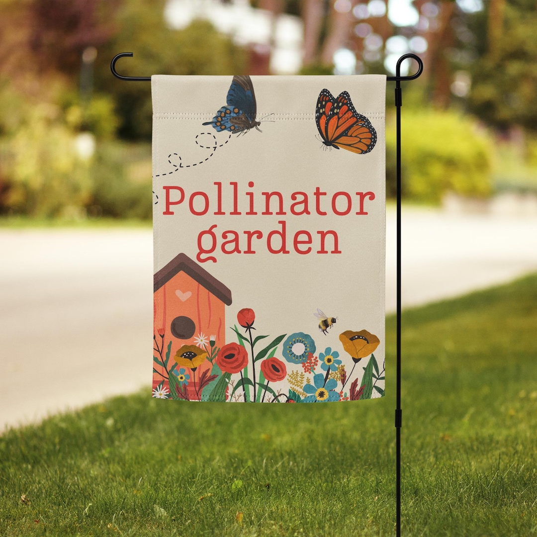 Pollinator Garden Flag: Butterflies & Bees Outdoor Decor - Etsy