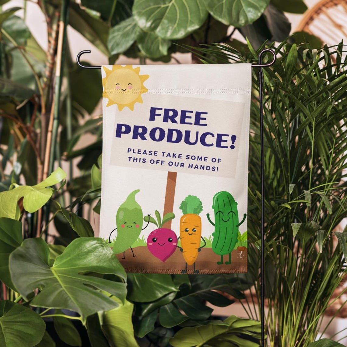 Free Produce Garden Yard Sign Flag | Outdoor Garden Decor | Front Yard ...