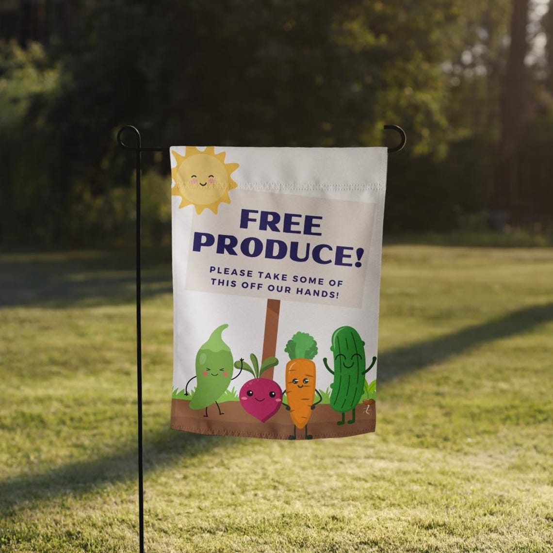 Free Produce Garden Yard Sign Flag | Outdoor Garden Decor | Front Yard ...