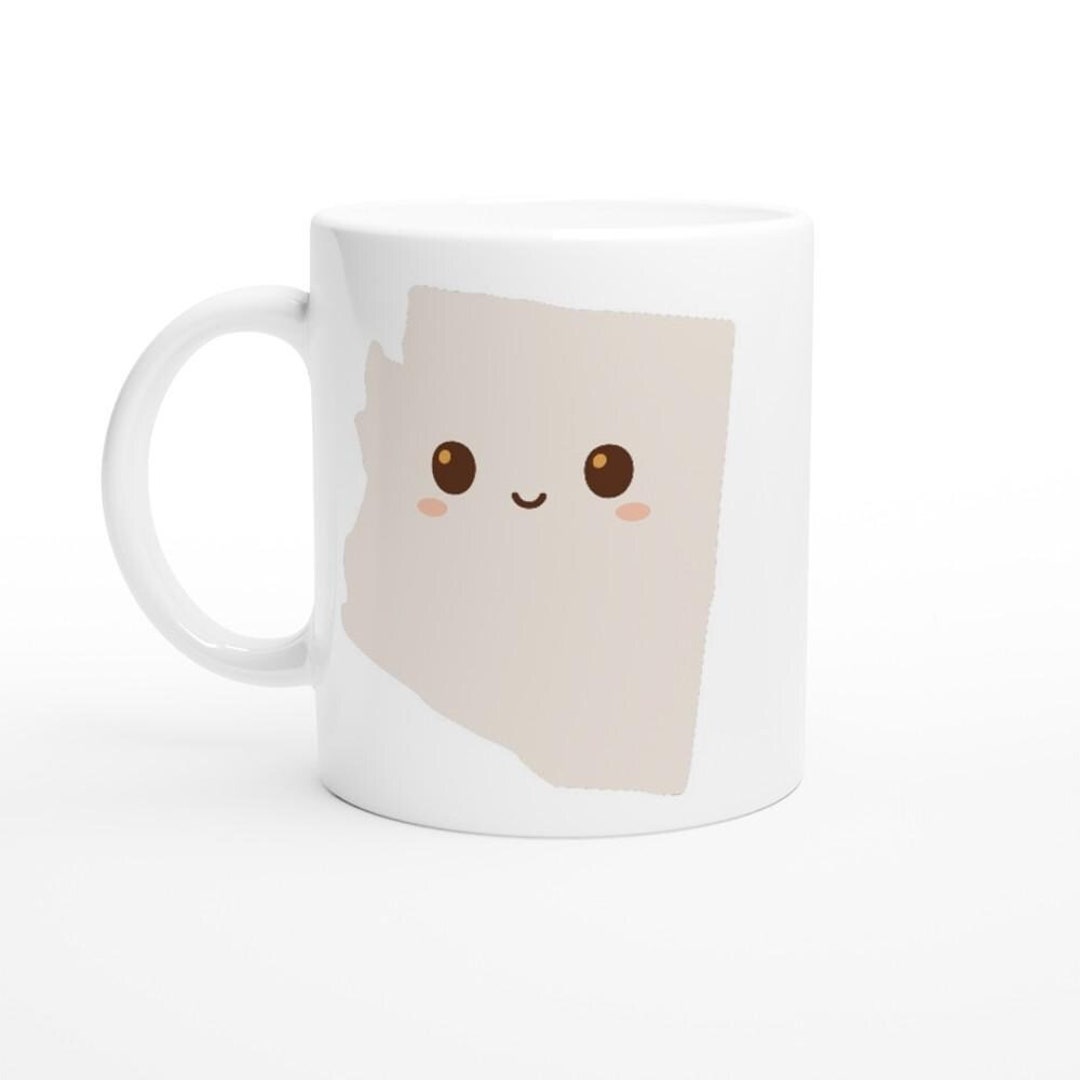 Arizona State Map Smiley Face Mug White 11oz Ceramic Coffee Cup, Unique ...