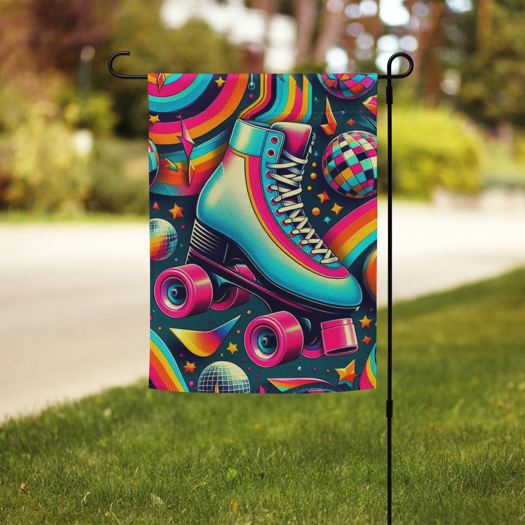 Roller Skate Garden Flag | Cute Outdoor Decor, '70s Inspired Skating ...