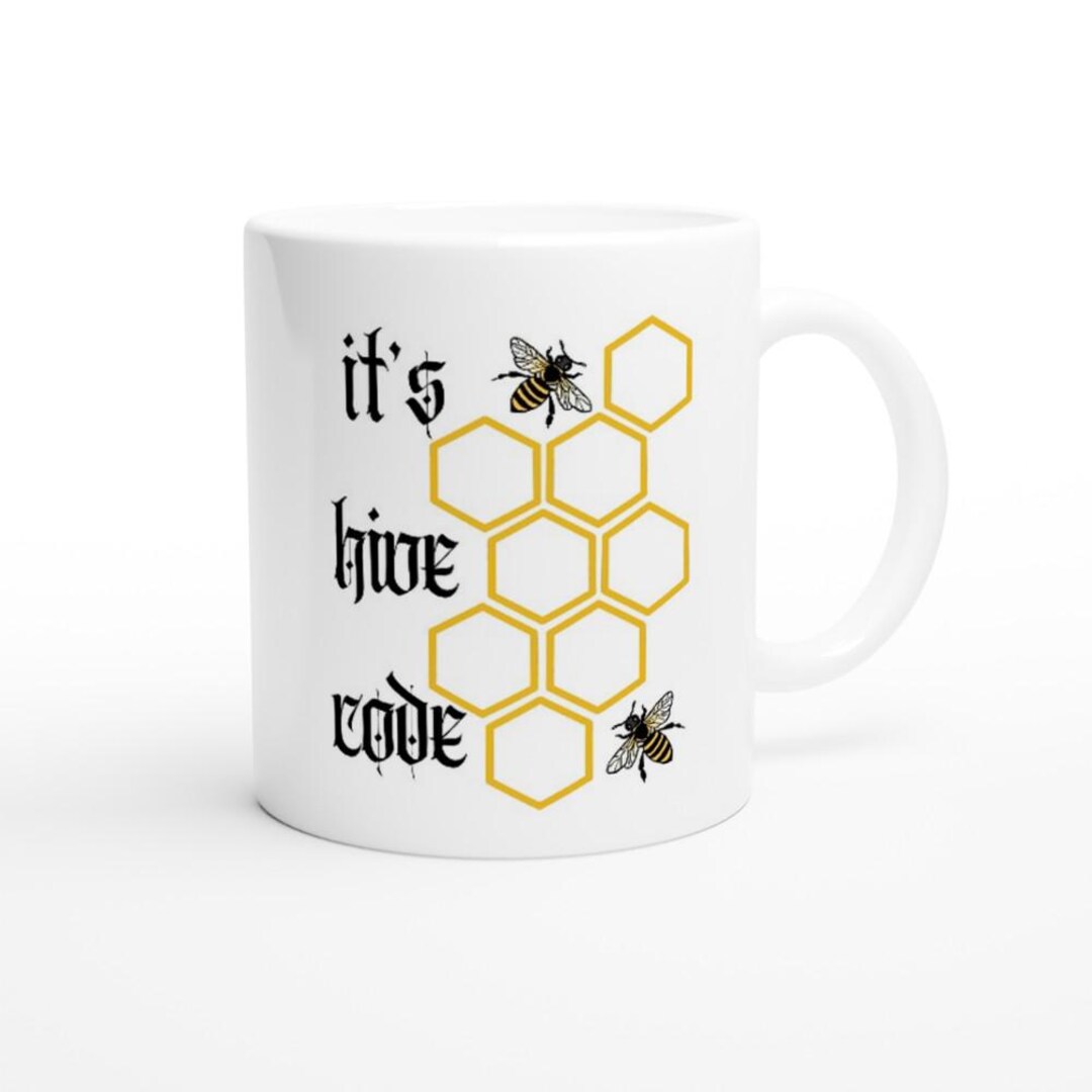 Hive Code Coffee Mug: Wednesday Inspired, Honeycomb & Bee Design - Etsy
