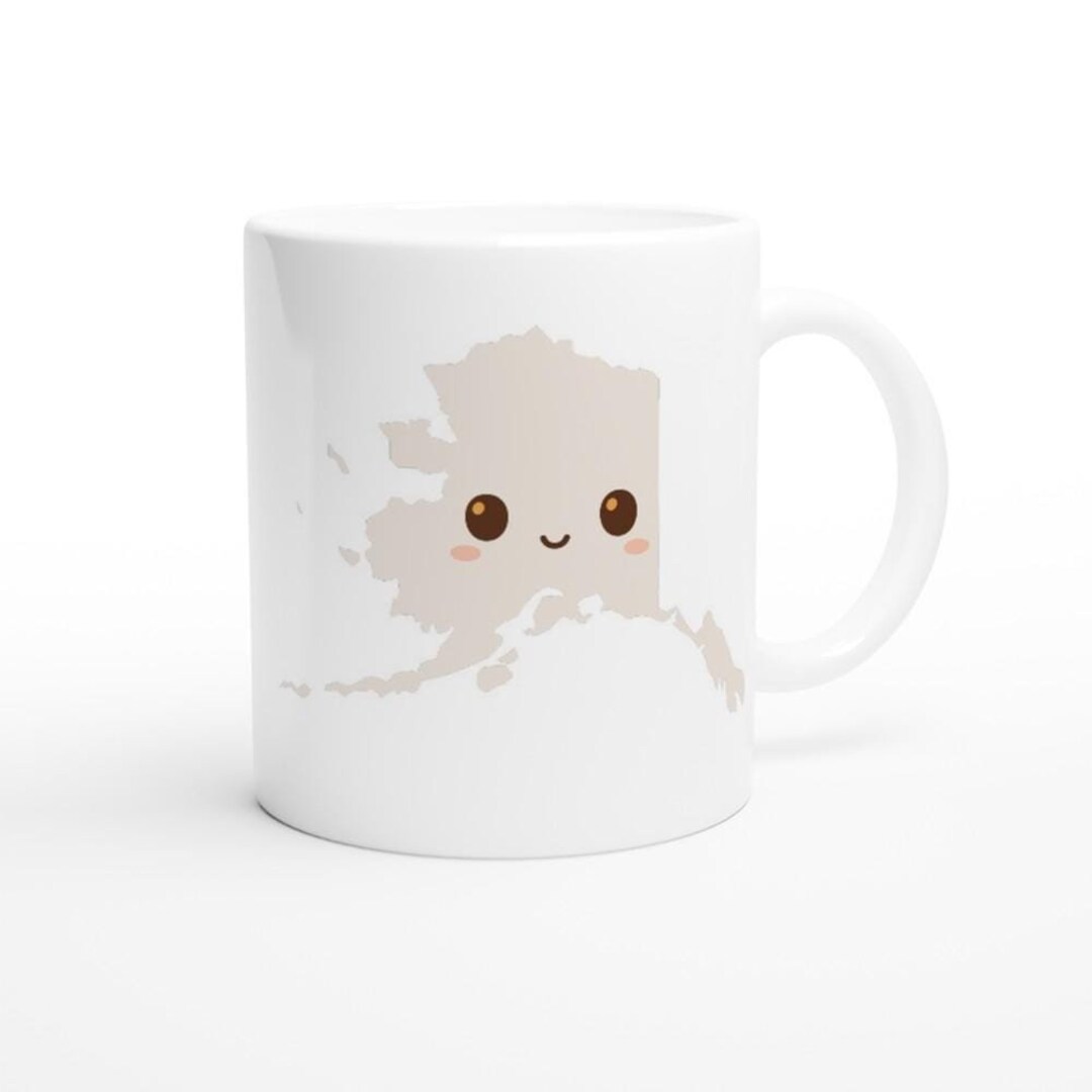 Alaska State Map Mug: Smiley Face 11oz Ceramic Coffee Cup for Alaska ...