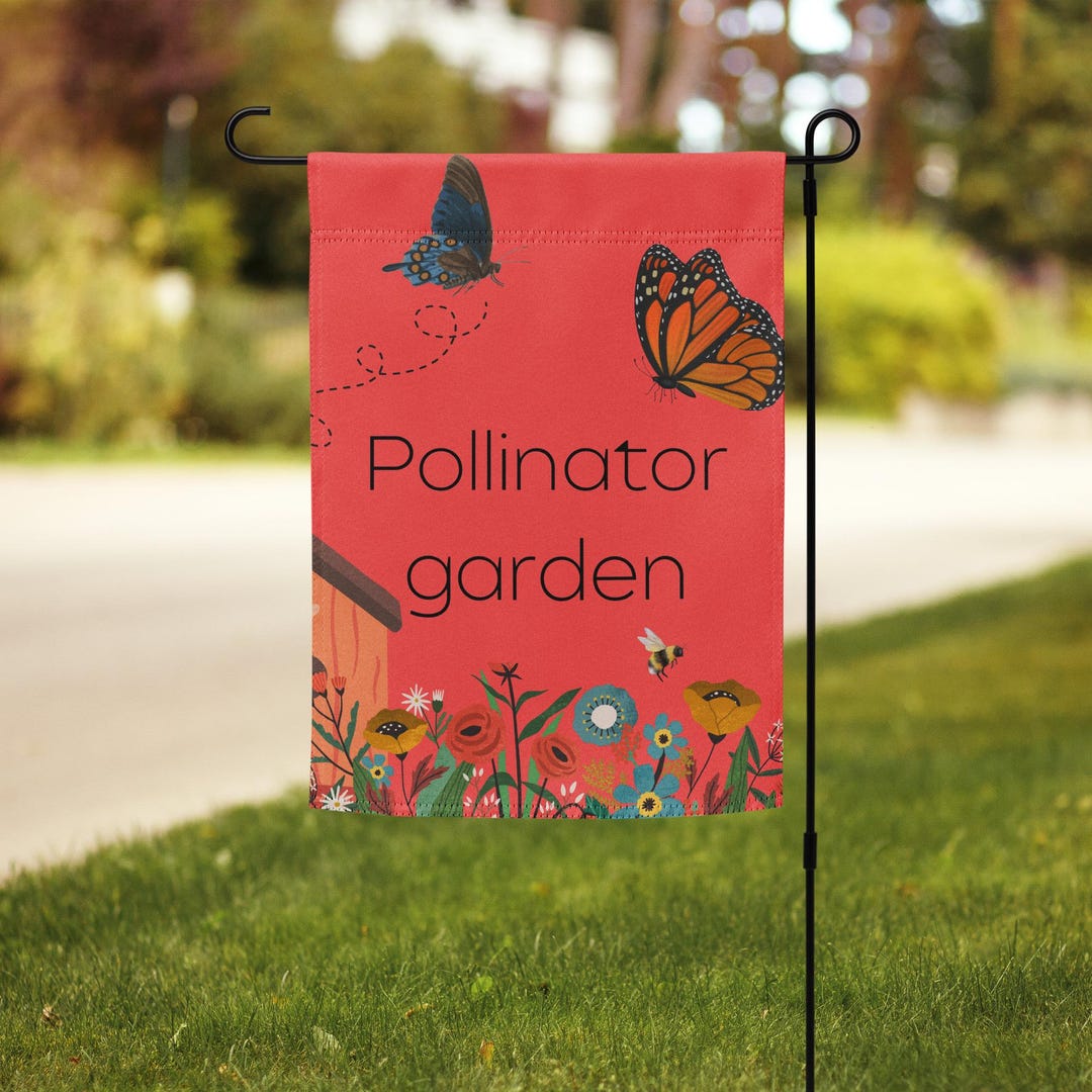 Pollinator Garden Sign - Yard Garden Flag With Butterflies & Bees ...