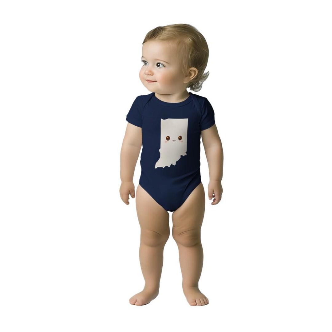 Indiana State Smiley Face Baby Bodysuit | Classic Short Sleeve Infant ...