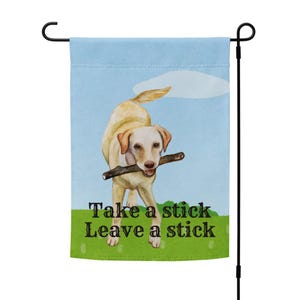Dog Stick Library Garden Flag - Cute Outdoor Decor, Dog Lover Gift ...