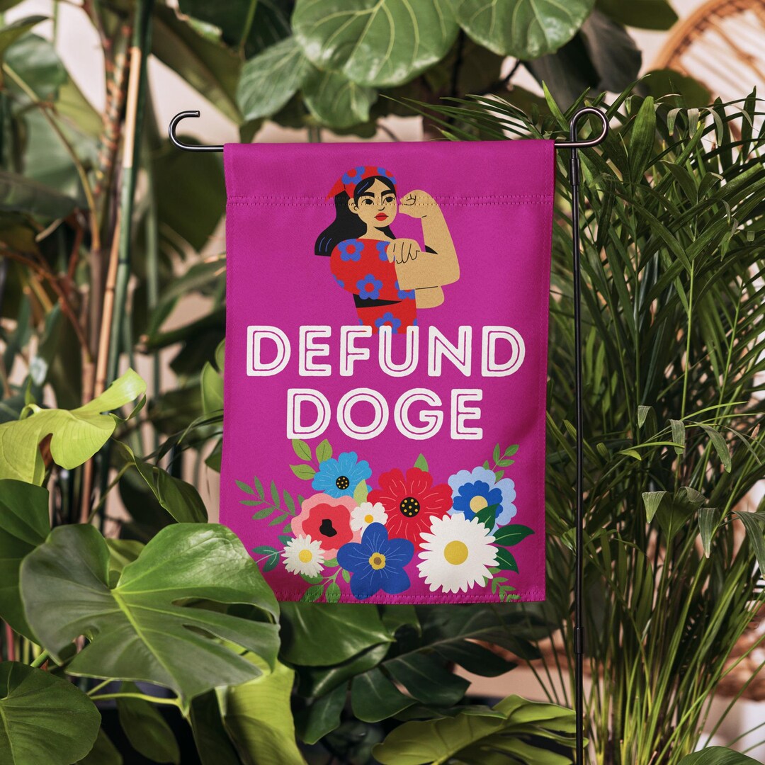 Defund Doge Garden Flag | Anti Elon Musk, Anti Trump, Anti Fascism ...