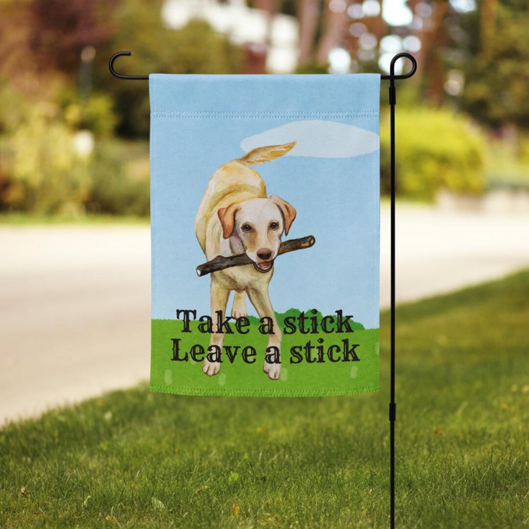 Dog Stick Library Garden Flag - Cute Outdoor Decor, Dog Lover Gift ...