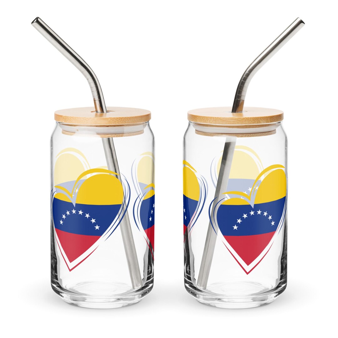 Venezuelan Flag Heart Can-shaped Glass Unique Home Decor, Handcrafted ...