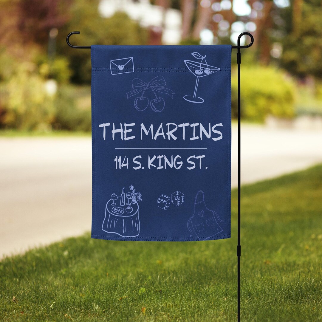 Custom Welcome Sign With House Numbers | Blue Party Theme Garden Flag ...