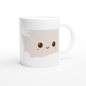 Cute Washington State Smiley Face Map White 11oz Ceramic Mug - Etsy