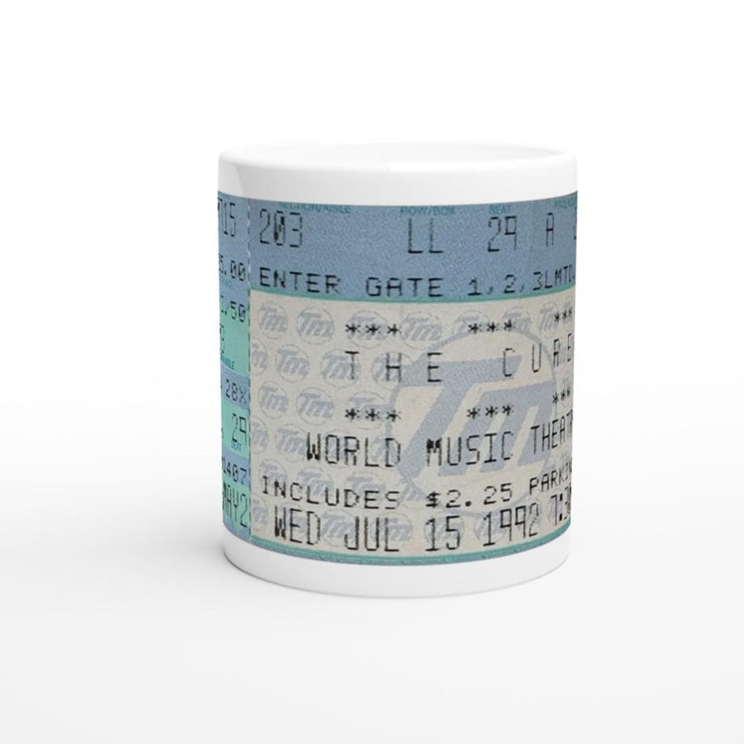 The Cure Concert Ticket Stub Mug 1992 | White 11oz Ceramic Coffee Cup ...