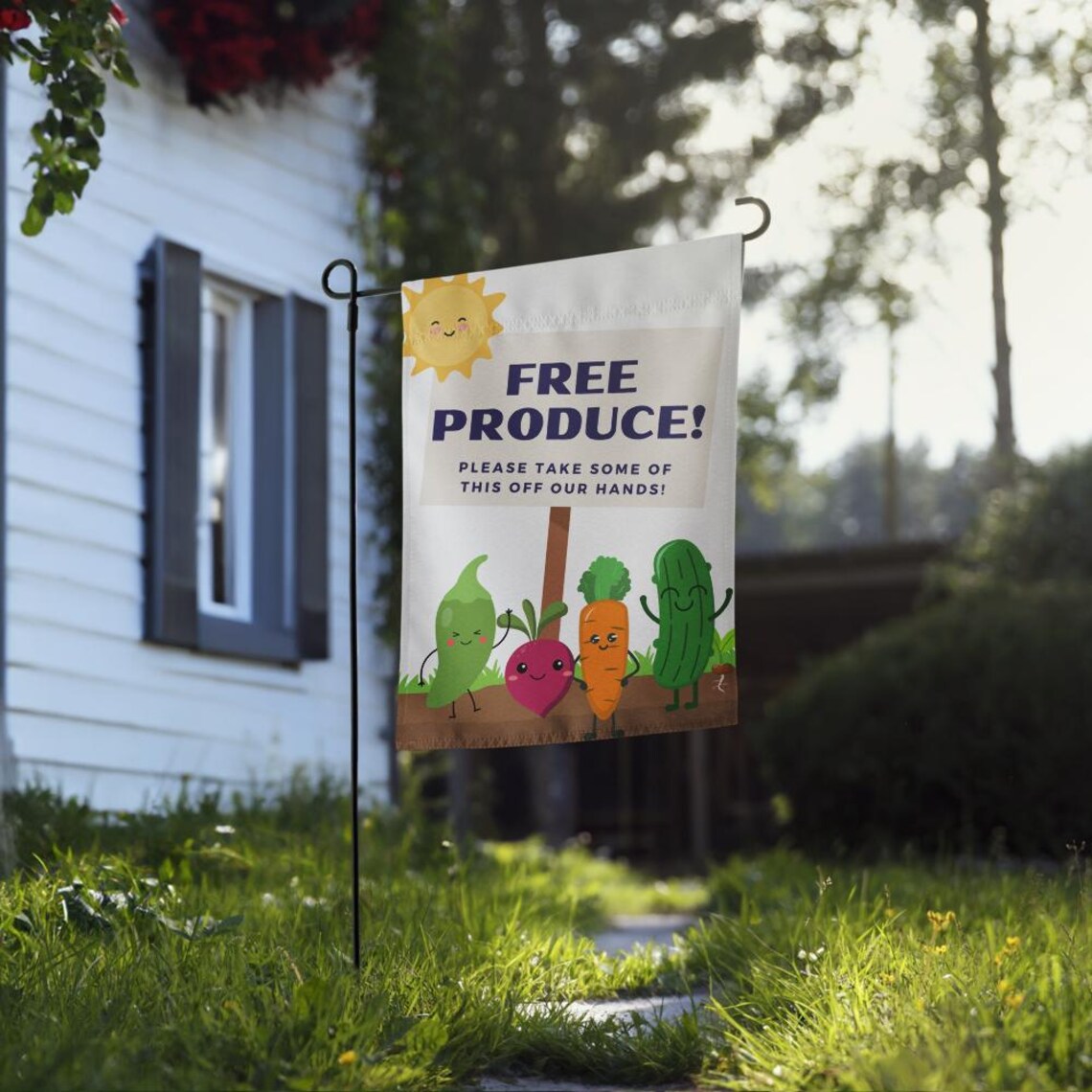 Free Produce Garden Yard Sign Flag | Outdoor Garden Decor | Front Yard ...