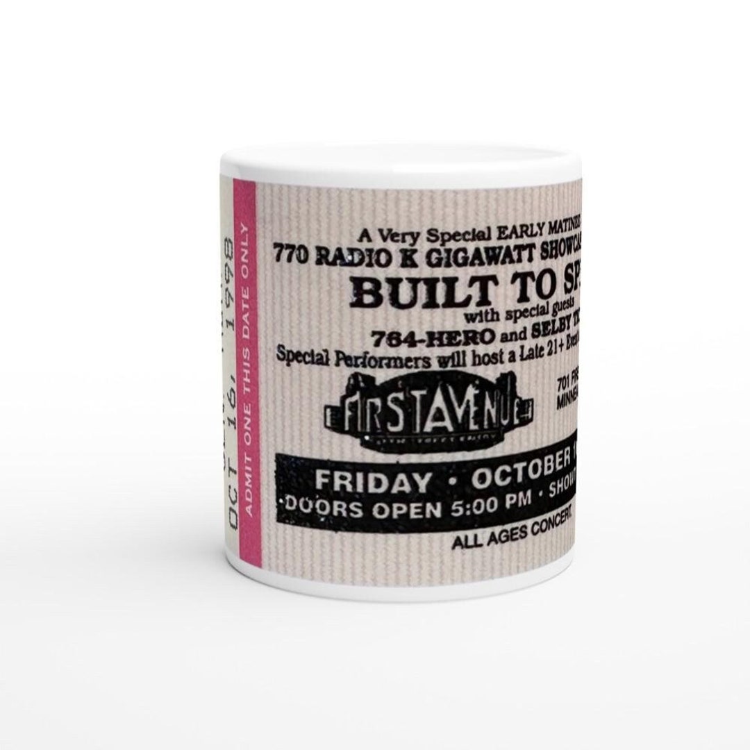Built to Spill Concert Ticket Stub Mug 1998 First Avenue Ceramic Coffee ...