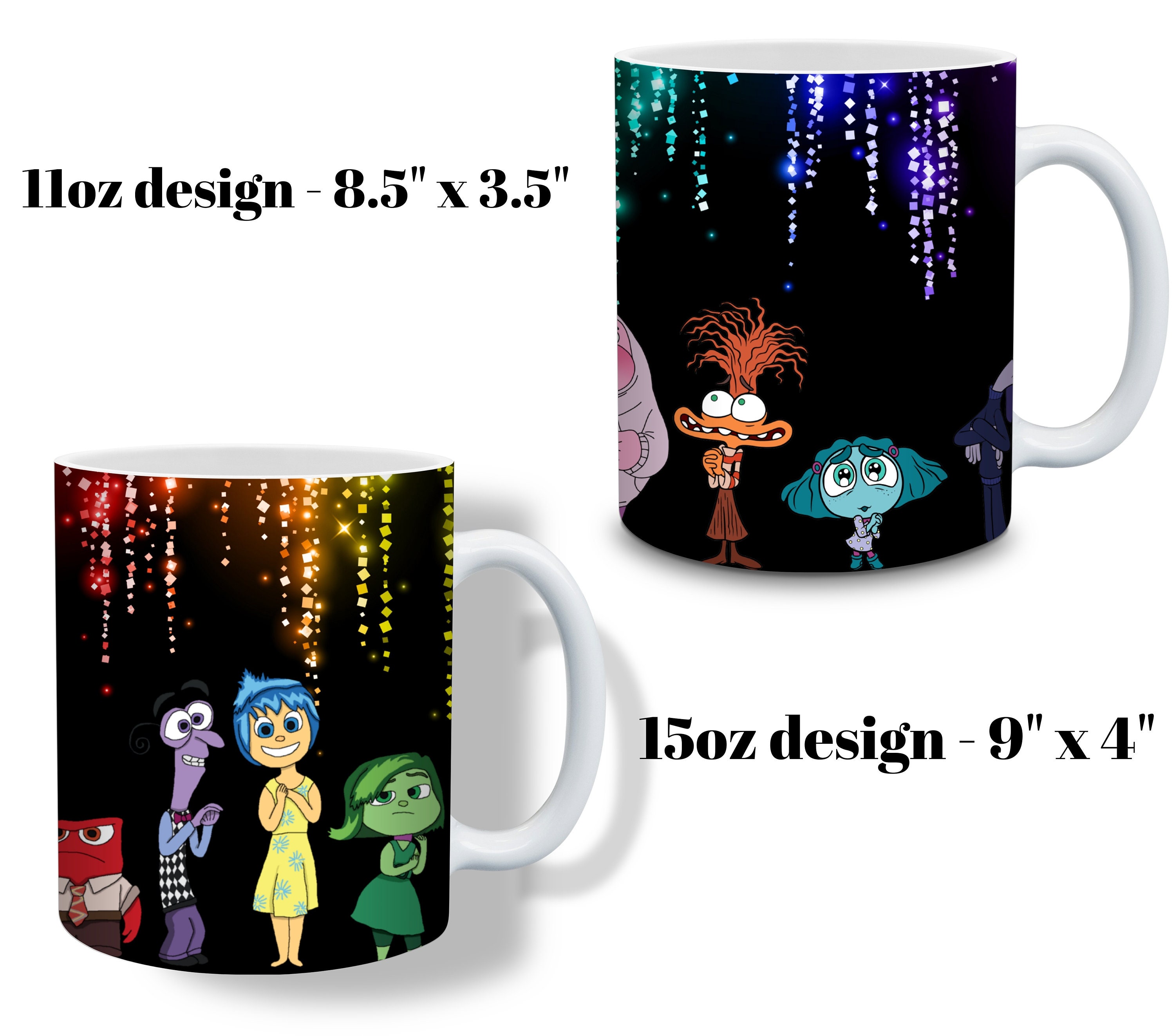 Cartoon Characters Mug Wrap, Cartoon Emotions 11oz & 15oz Mug Template ...