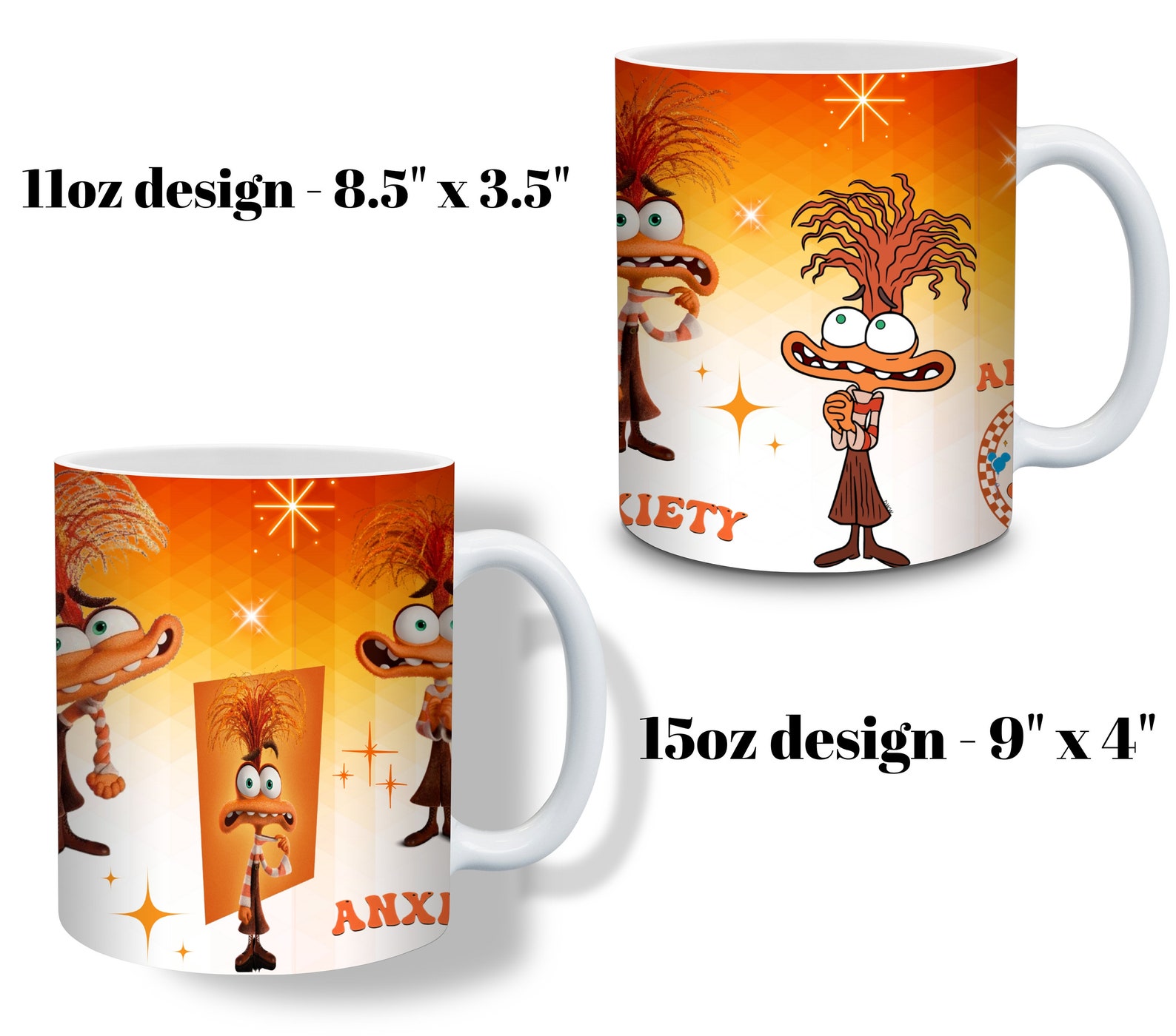 Cartoon Characters Mug Wrap, Cartoon Emotions 11oz & 15oz Mug Template ...