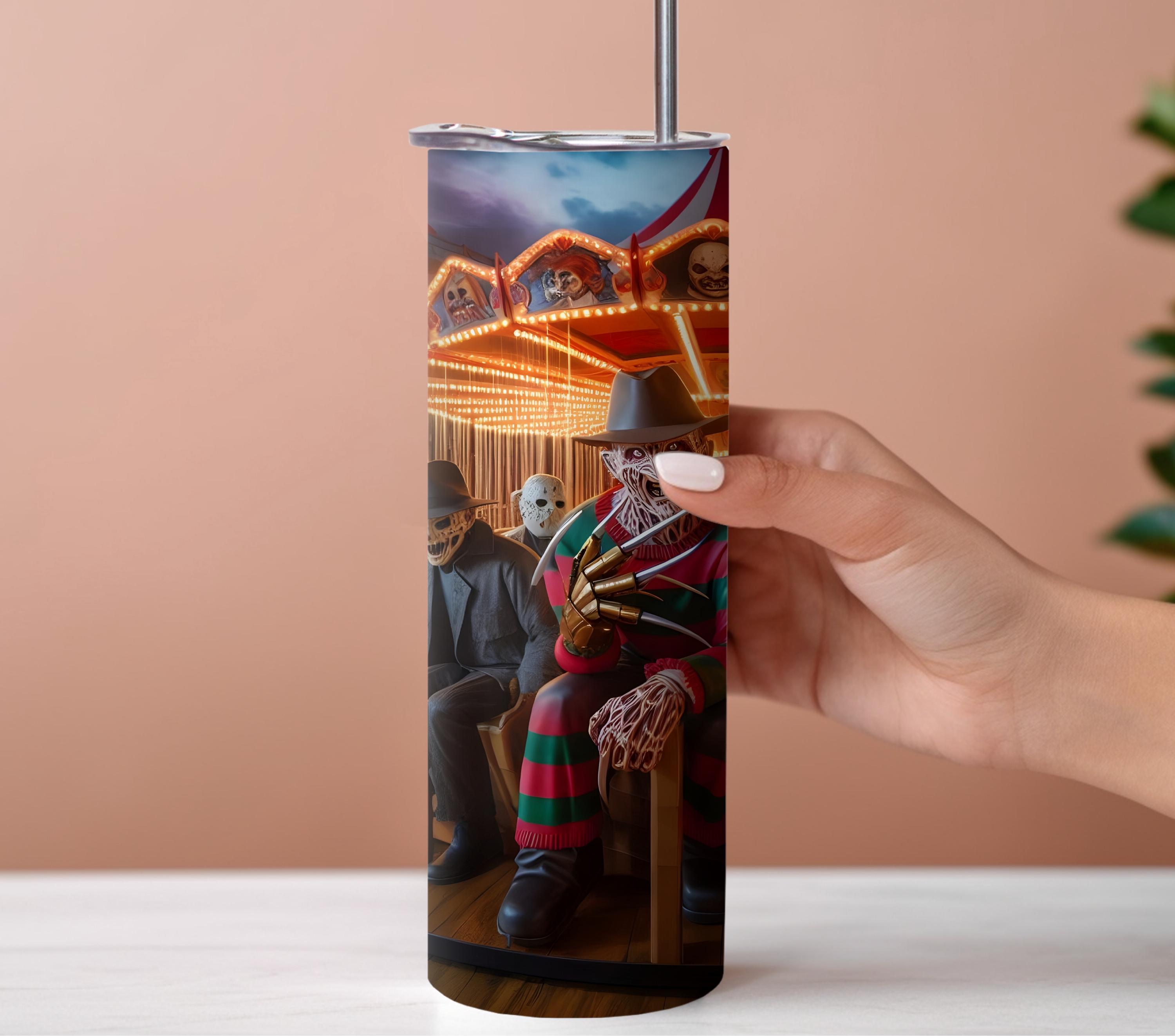 Horror Characters 20 Oz Skinny Tumbler Wrap Horror Movie Tumbler ...