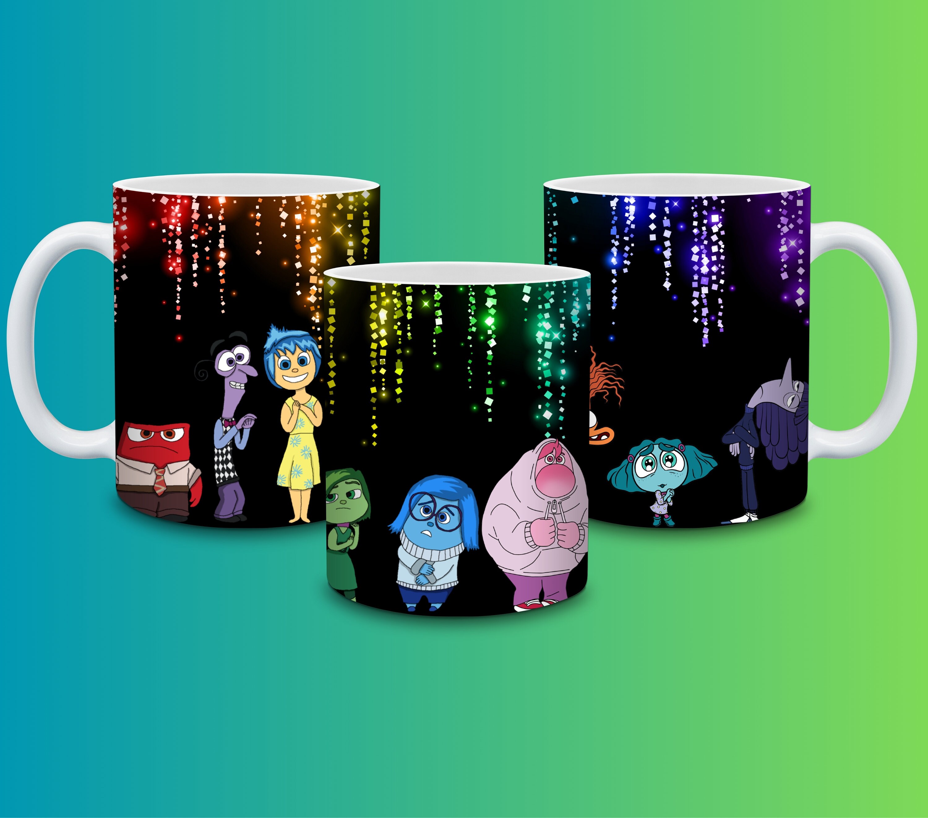 Cartoon Characters Mug Wrap, Cartoon Emotions 11oz & 15oz Mug Template ...