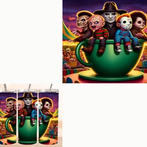 Horror Characters 20 Oz Skinny Tumbler Wrap Horror Movie Tumbler ...