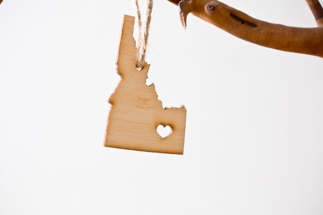 I Heart Idaho State Ornament - Bamboo - Idaho Ornament Wooden State ...