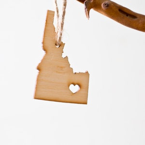 I Heart Idaho State Ornament - Bamboo - Idaho Ornament Wooden State ...