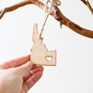 I Heart Idaho State Ornament - Bamboo - Idaho Ornament Wooden State ...