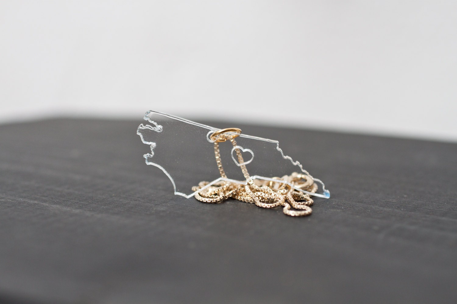 North Carolina Necklace - Clear - Gold North Carolina State Necklace NC ...
