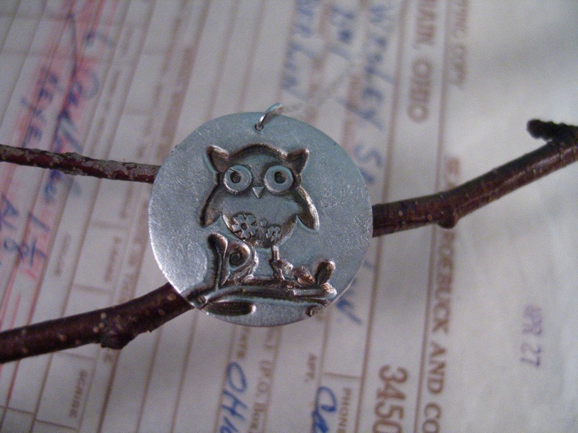 Silver Owl Necklace - Small Owl Charm - Owl Jewelry - Sterling Silver ...