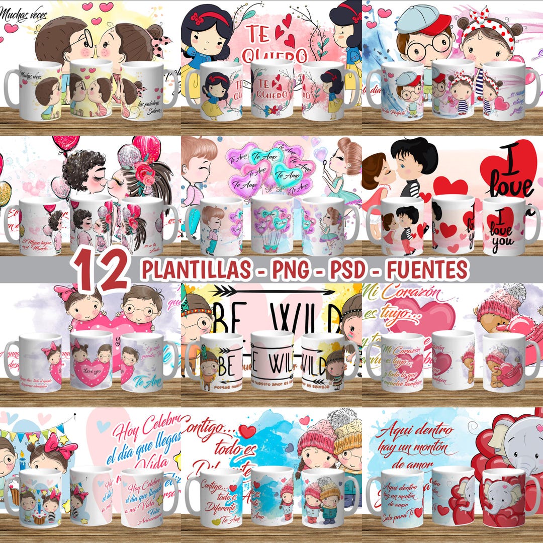 12 Plantillas PNG - Editables PSD - San Valentin , Dia del Amor y la ...