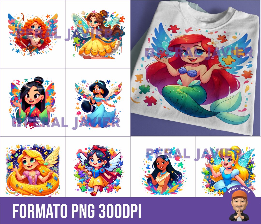 Autism Princess Designs, PNG Digital Templates, Autism Day, Puzzle ...