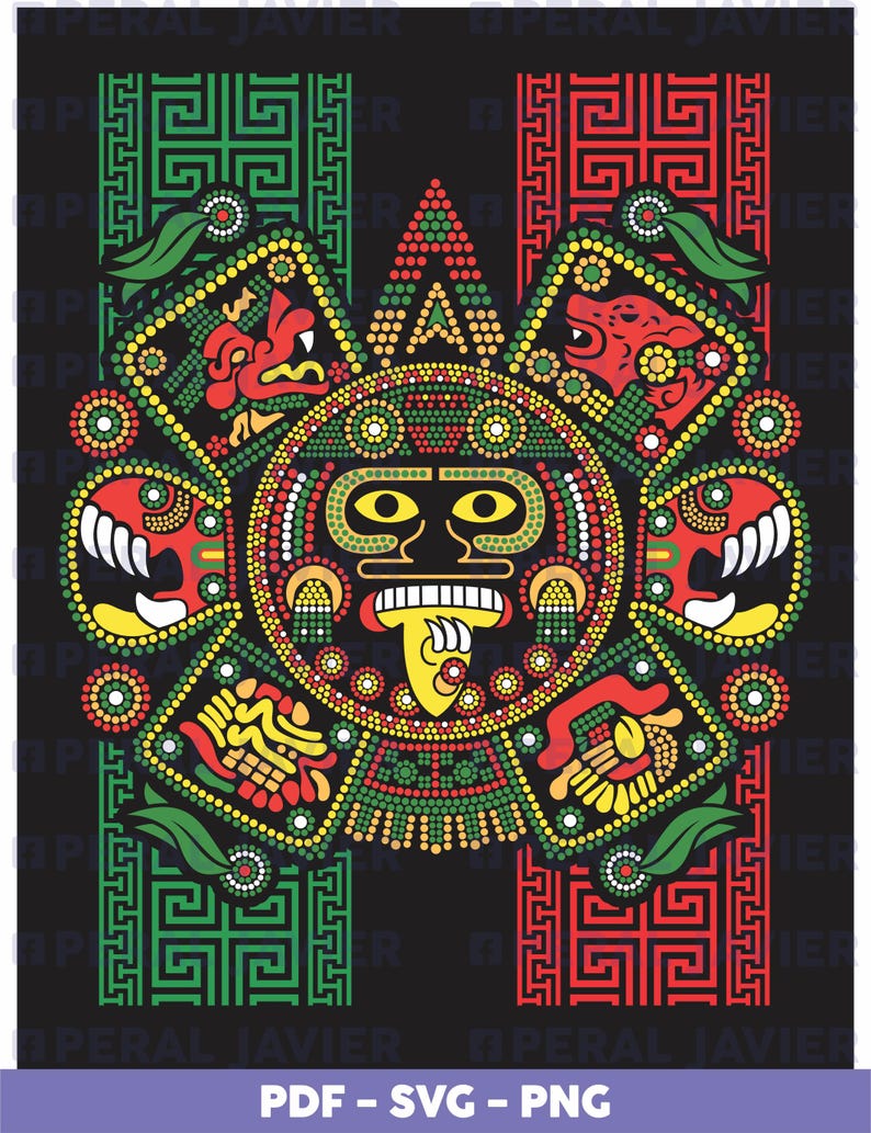 Mexican Aztec Vector Templates in PNG PDF and SVG Ideal Design for Dtf ...