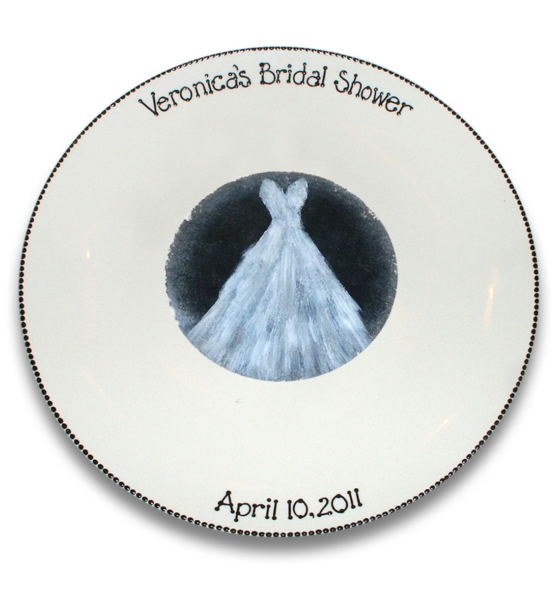 Wedding Dress Bridal Shower Guest Signature Plate / Guest Book - Etsy ...