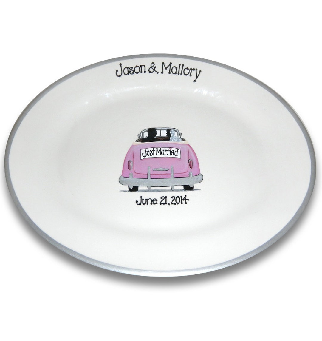 Just Married Wedding Guest Signature Platter / Vintage Car Guest Book ...