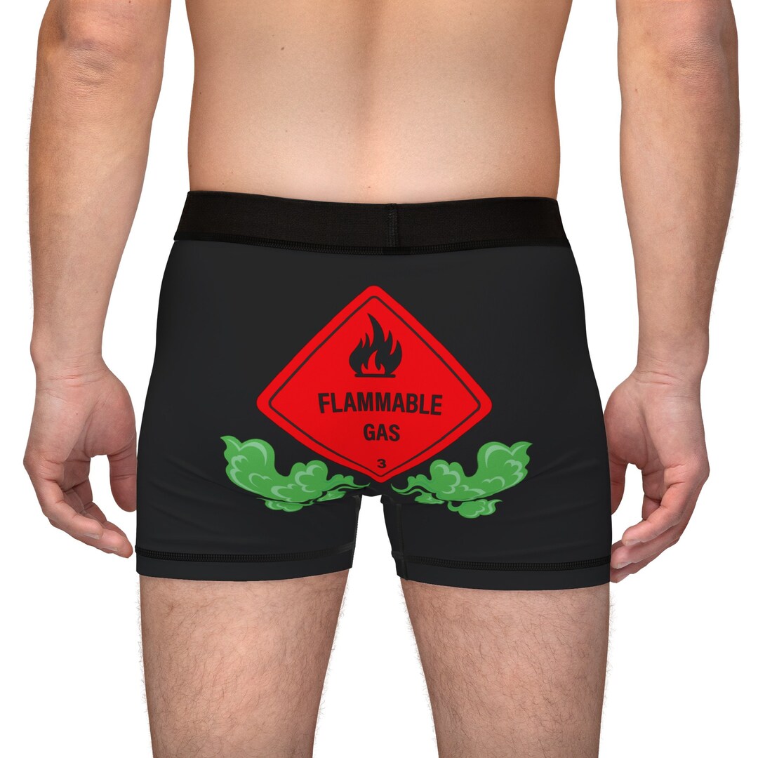Caution: Flammable Gas Boxer Briefs, Men's Funny Boxer Briefs, Men's ...