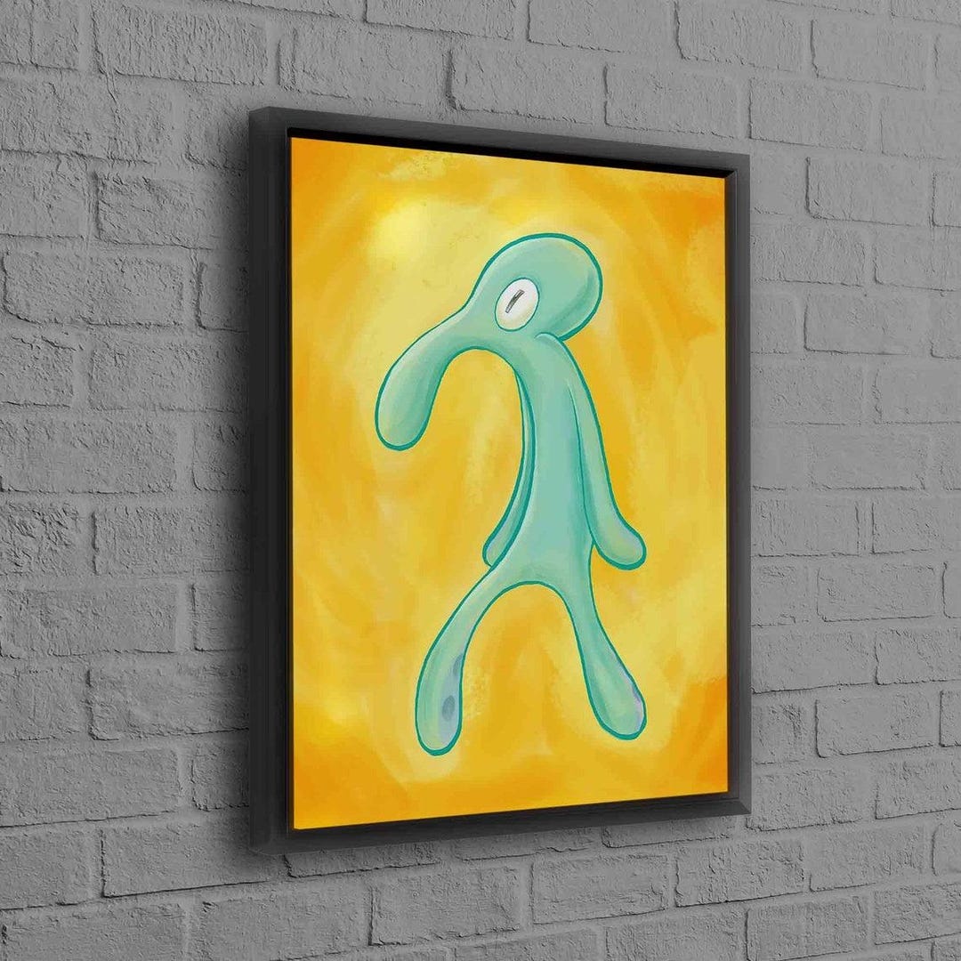 Squidward Painting Print, Abstract Wall Art, Squidward Canvas Poster ...