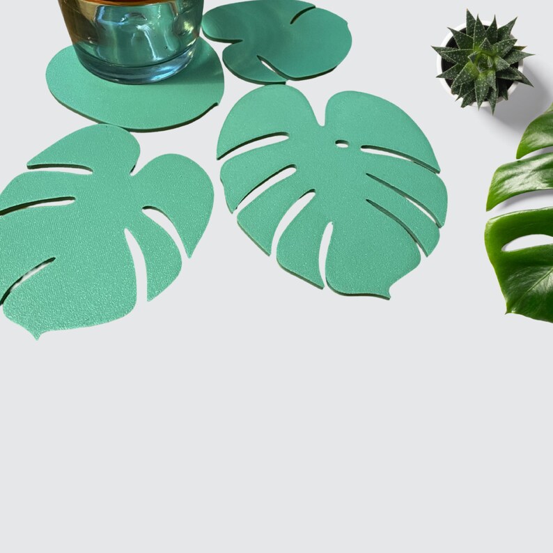 Realistic 3D Printed Monstera Coaster Set - Etsy