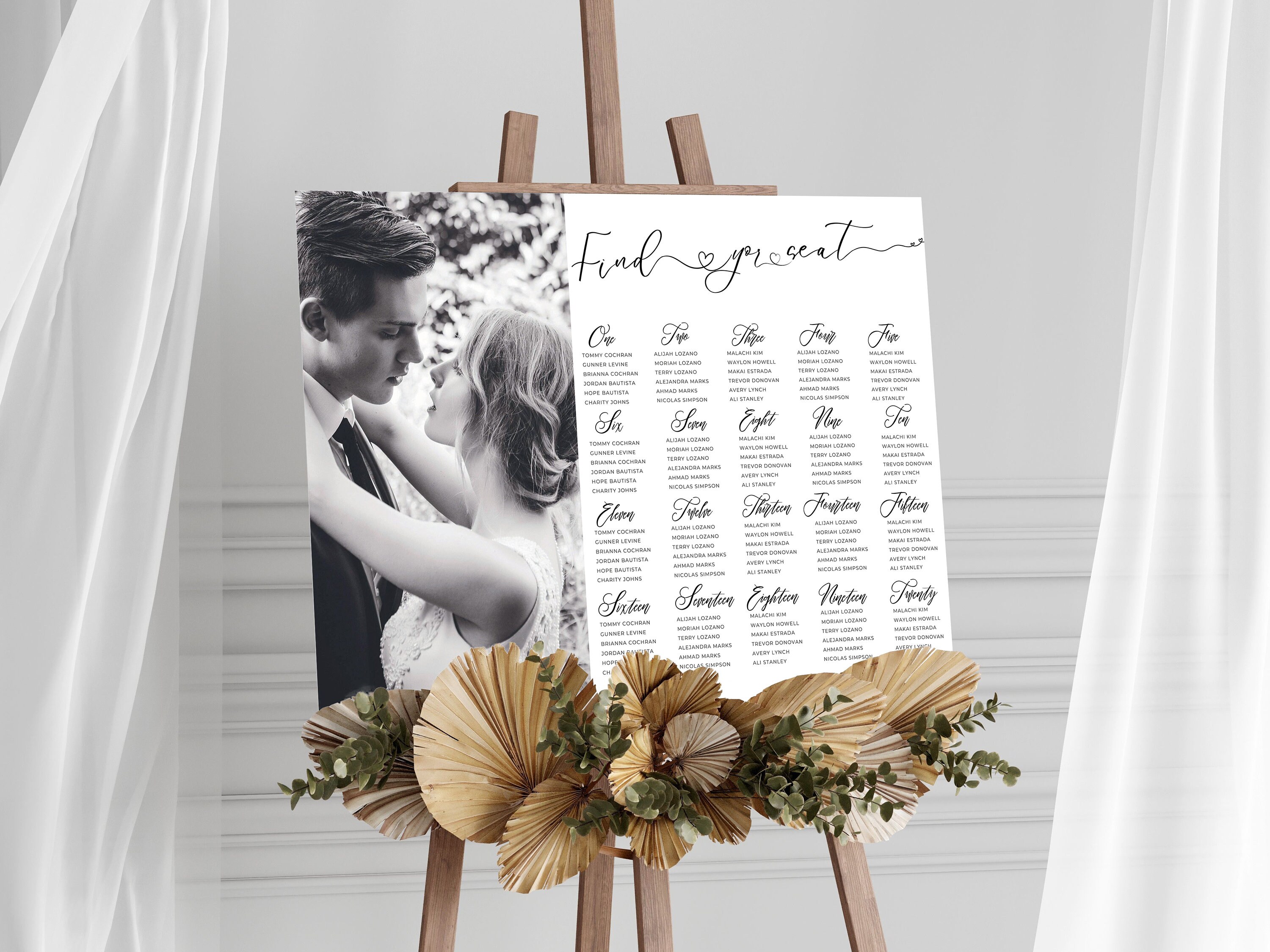Wedding Seating Chart, 20 Tables, Editable, Printable Seating Plan ...