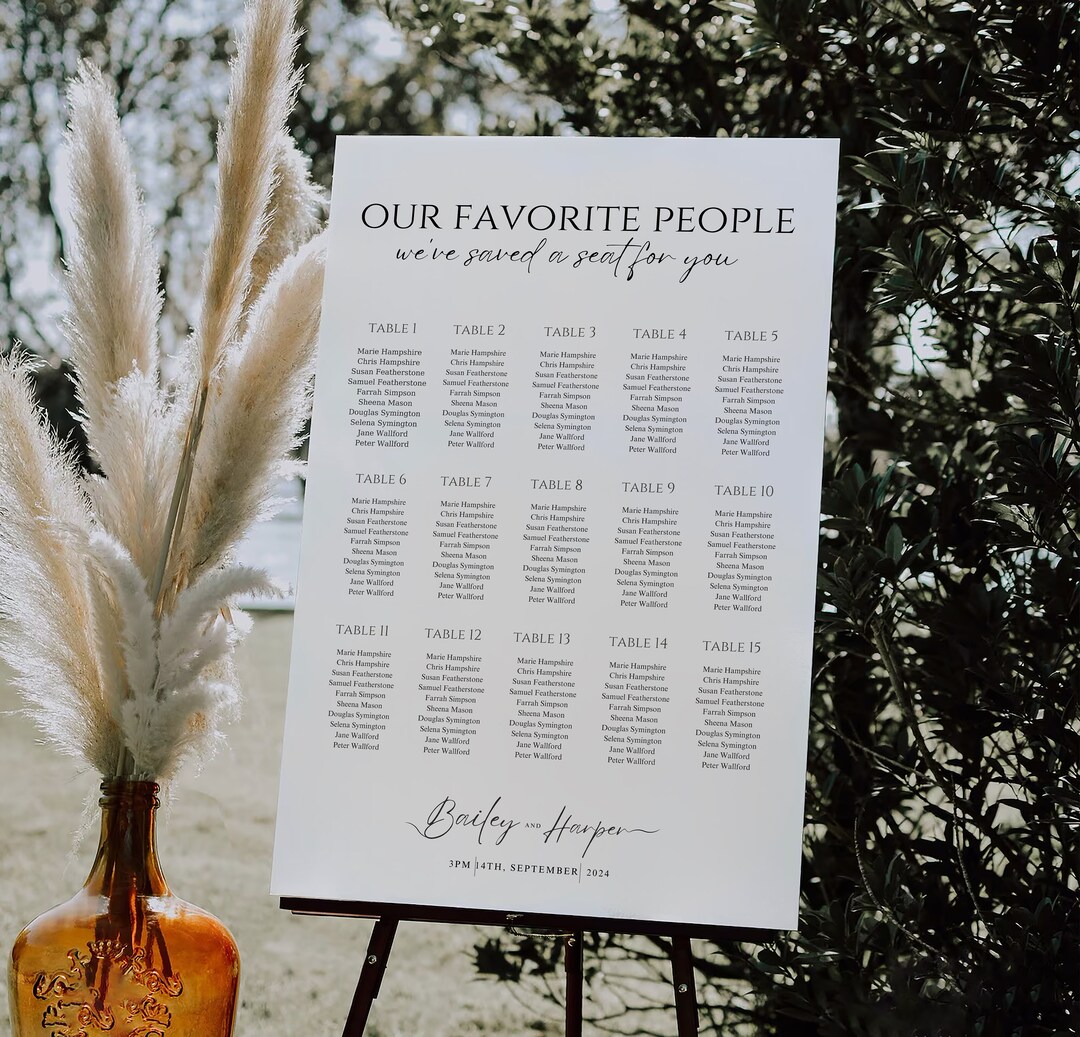 Wedding Seating Chart, 12 Tables, Editable, Printable Seating Plan ...