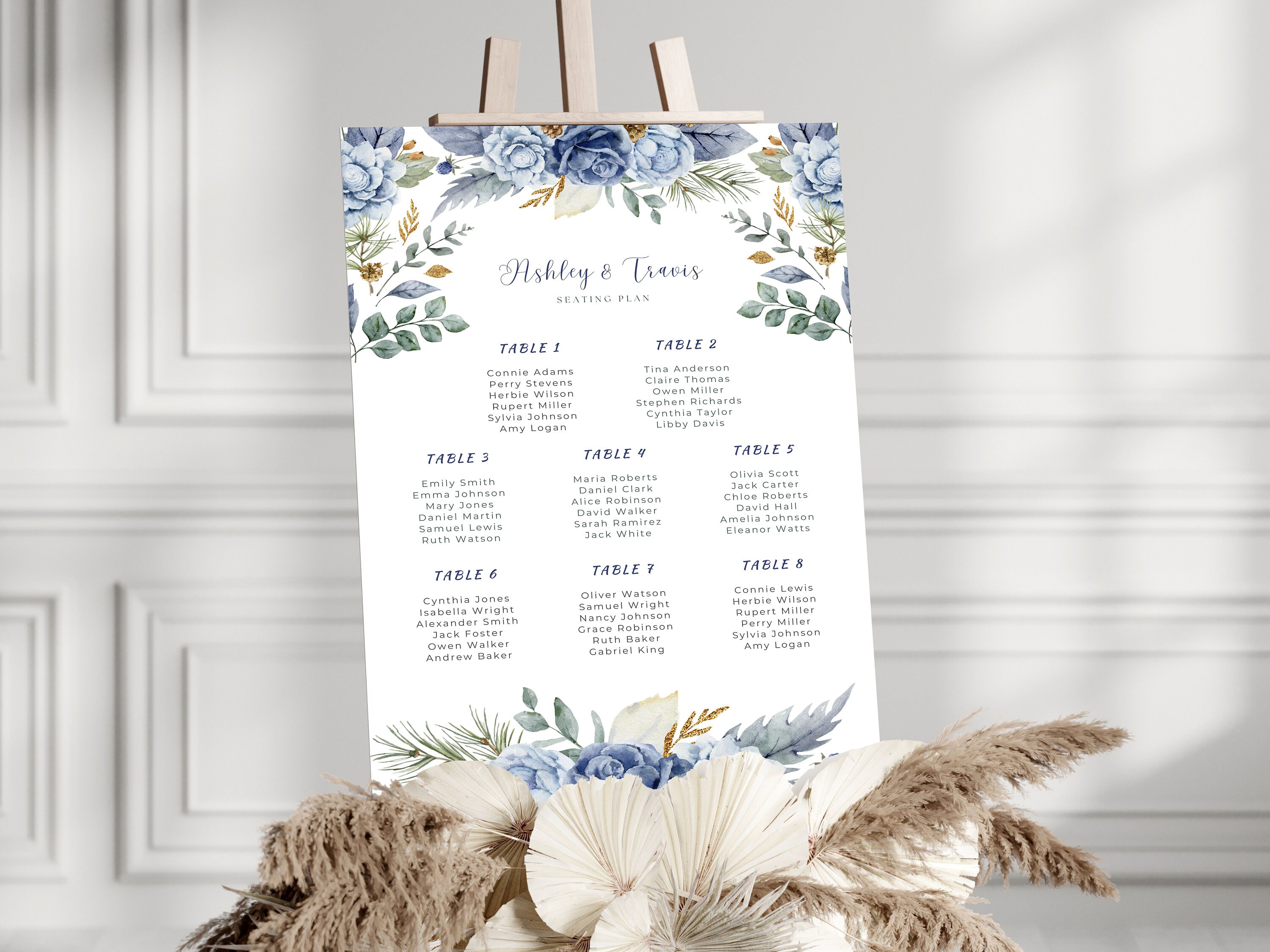 Wedding Seating Chart, Floral Template, Editable, Printable Seating ...